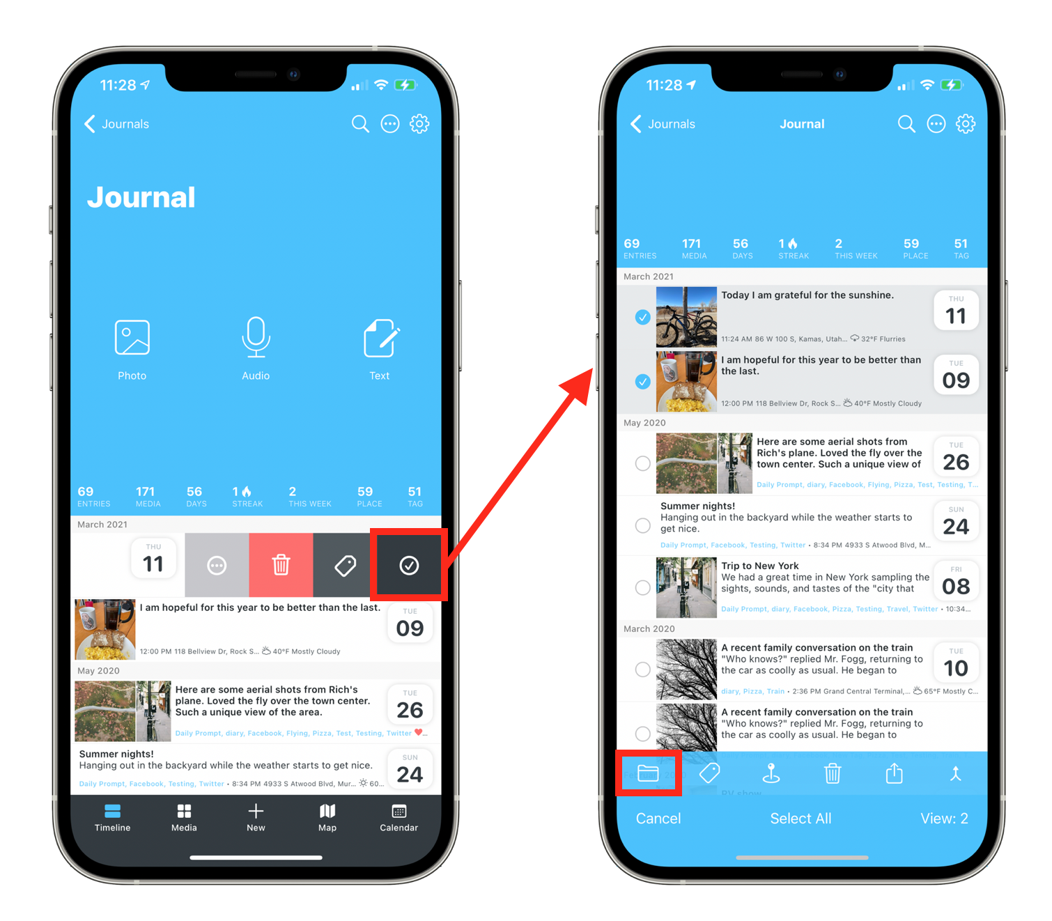 How do I merge two journals together?